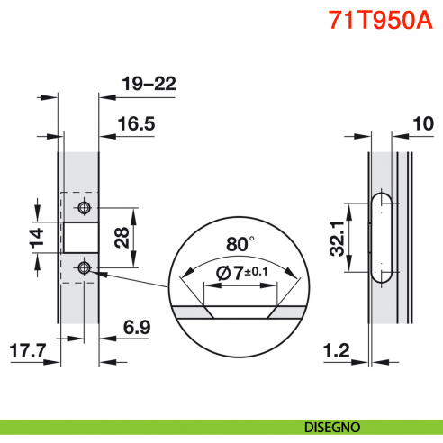 Cerniera per ante in alluminio Blum 71T950A Clip Top a battuta apertura ...