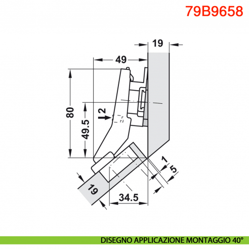 Cerniera Blum 79B9658 Clip Top Blumotion per mobili ad angolo +45 gradi ...
