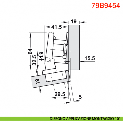 Cerniera Blum 79B9454 Clip Top Blumotion per mobili ad angolo +15 gradi ...