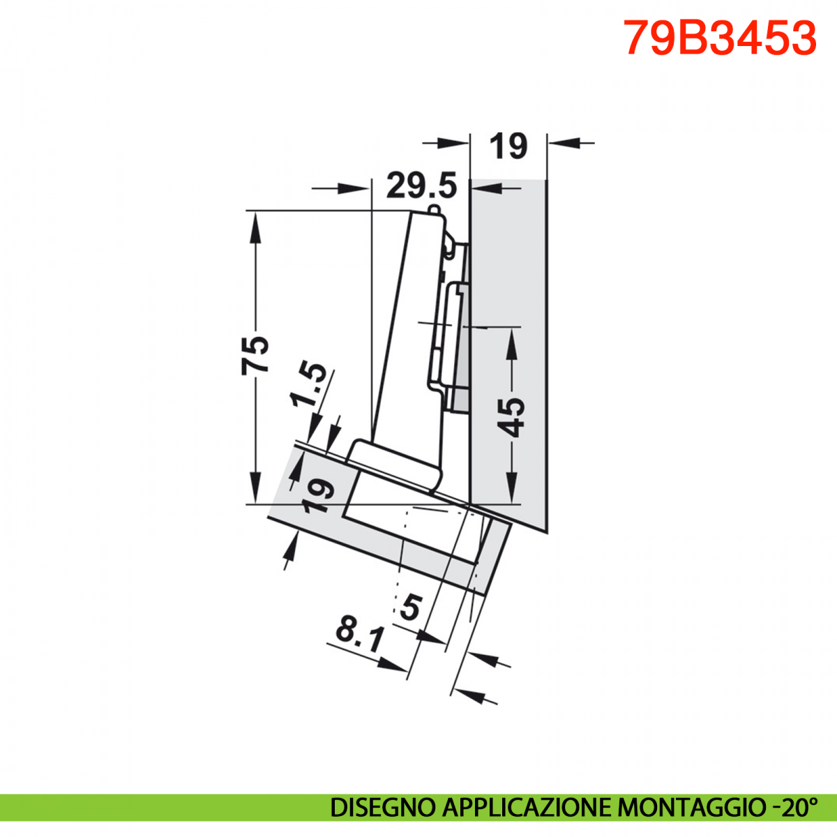 Cerniera Blum 79B3453 Clip Top Blumotion per mobili ad angolo -15 gradi ...