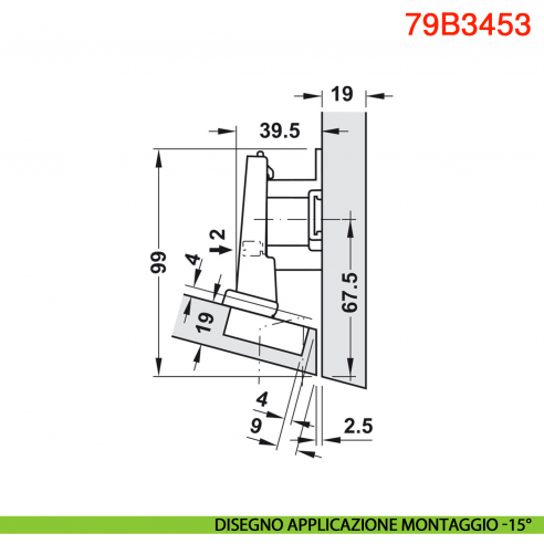 Cerniera Blum 79B3453 Clip Top Blumotion per mobili ad angolo -15 gradi ...