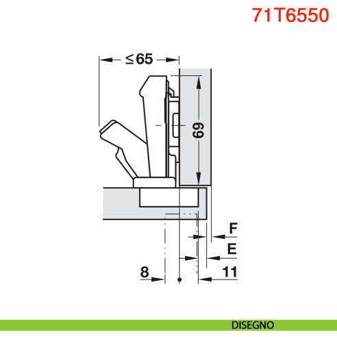 Cerniera Blum 71T6550 Clip Top a battuta con molla apertura 170 gradi ...