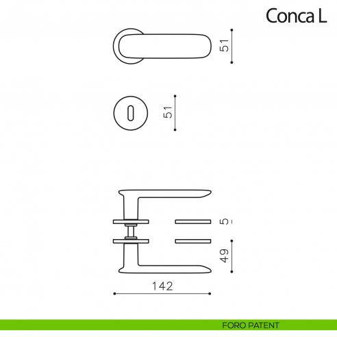 Maniglia per porta Conca L Olivari bassa • Maniglie Design