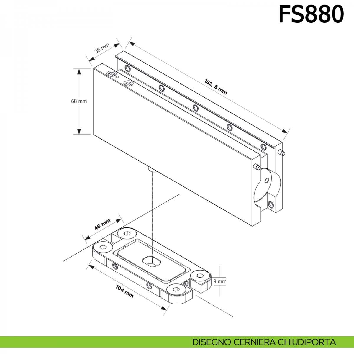 Cerniera chiudiporta a pavimento Meroni FS880 per porte in vetro a ...