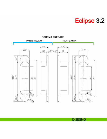 Cerniera a scomparsa regolabile per porta AGB Eclipse 3.2 • Maniglie Design