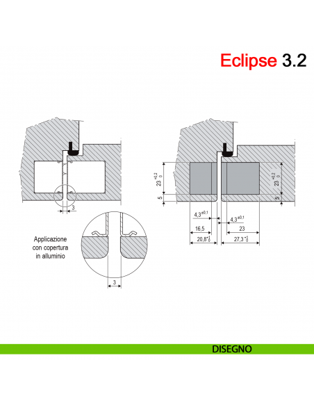 Cerniera a scomparsa regolabile per porta AGB Eclipse 3.2 • Maniglie Design