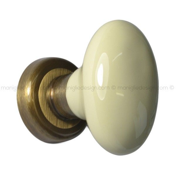 Pomello per porta porcellana champagne ottone bronzato graffiato Samoha ...