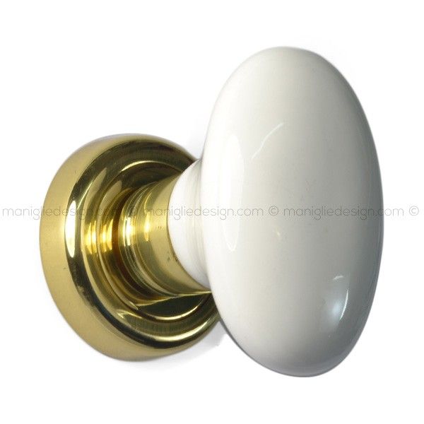 Pomello per porta porcellana bianca ottone lucido verniciato Samoha ...