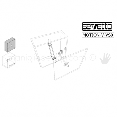 Sistema complanare per sportello Servetto Motion-V VS0 • Maniglie Design