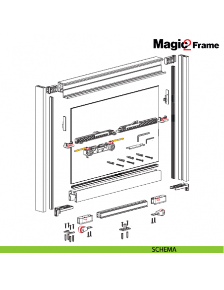 Scorrevole con profilo in alluminio per porte in vetro Magic 2 Frame • Maniglie Design