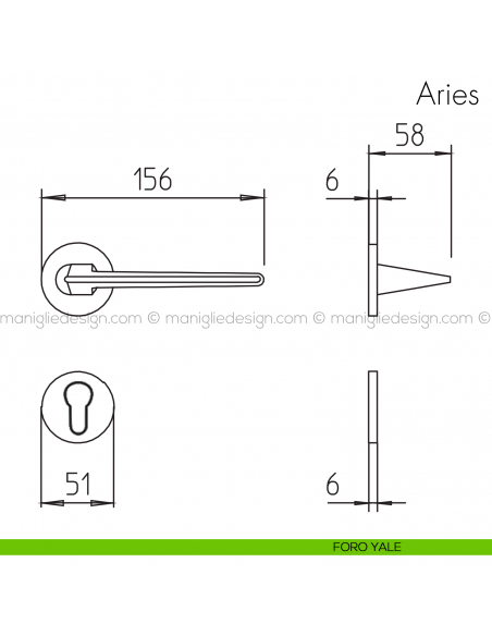 Maniglia per porta Aries Mandelli • Maniglie Design