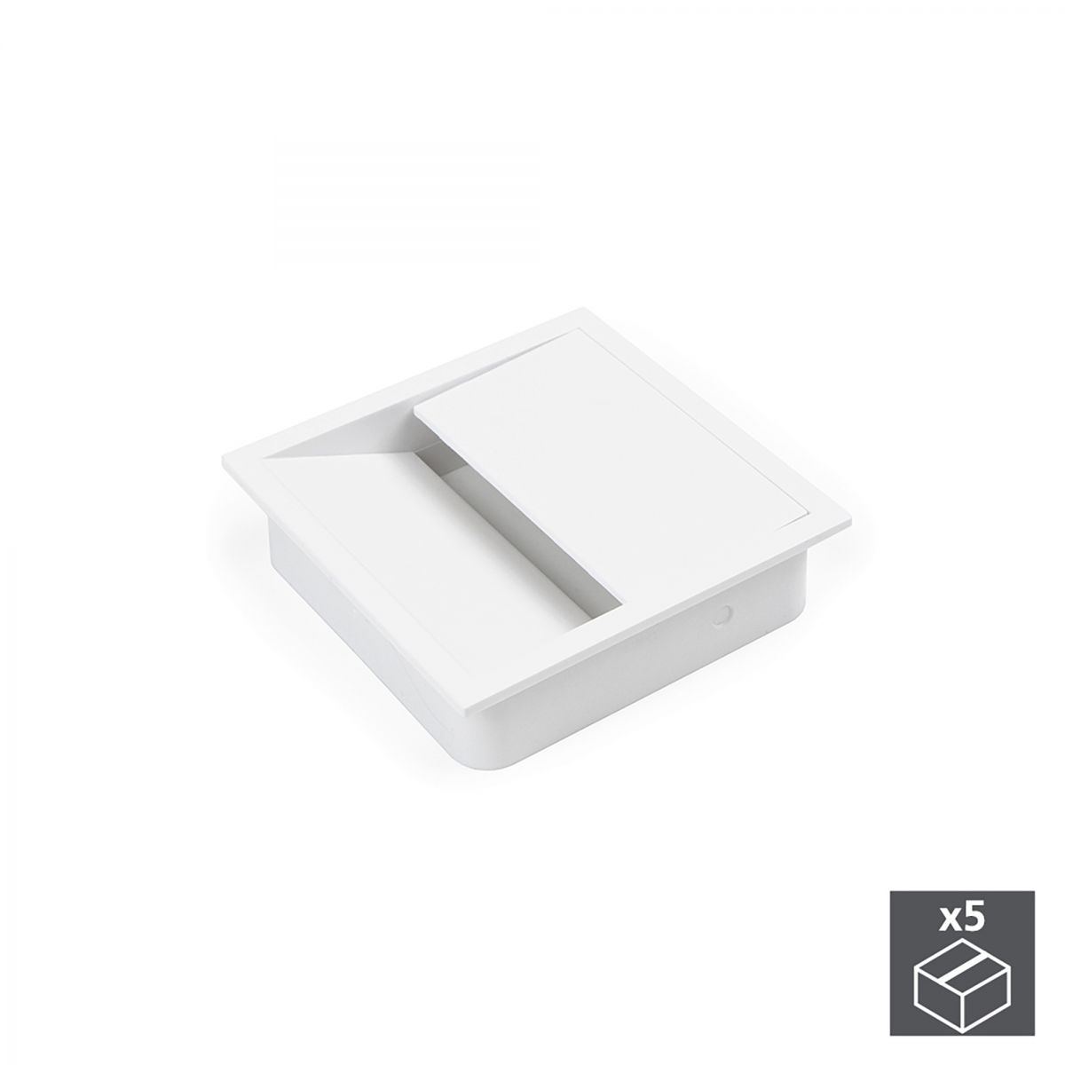 Emuca Passacavi da tavolo, quadrato, 85 x 85 mm, da incasso, Plastica ...