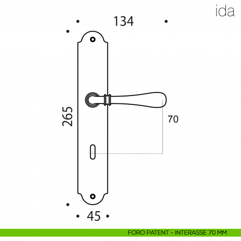 Maniglia con placca per porta Ida Colombo Design • Maniglie Design