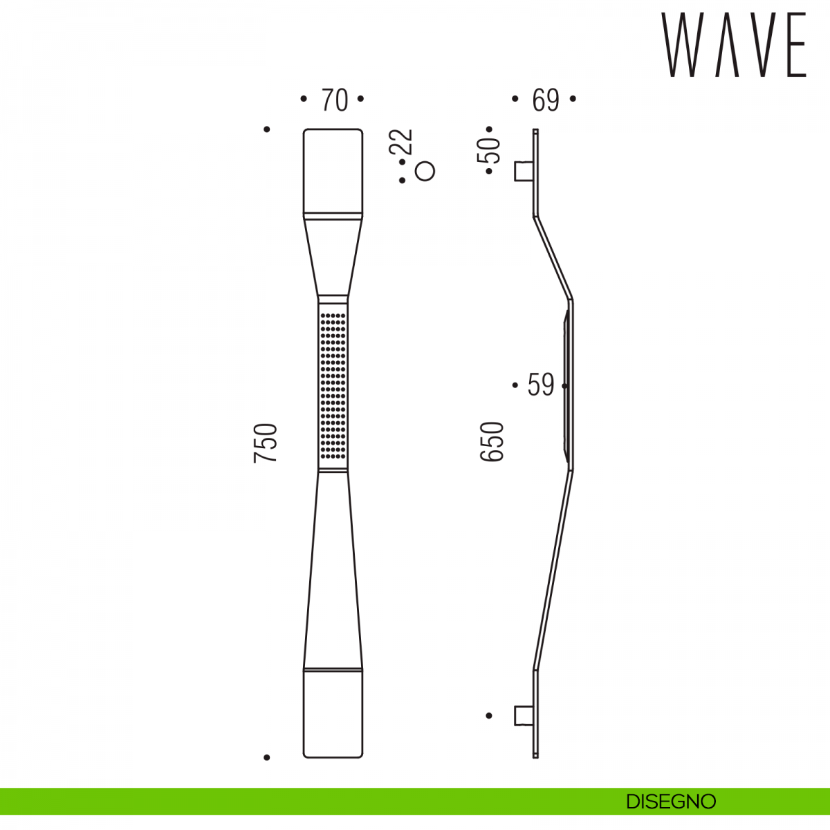 Maniglione per Porta Wave Colombo Design MP16 A • Maniglie Design