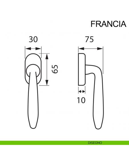 Maniglia in acciaio per finestra DK Francia Fimet Inox • Maniglie Design