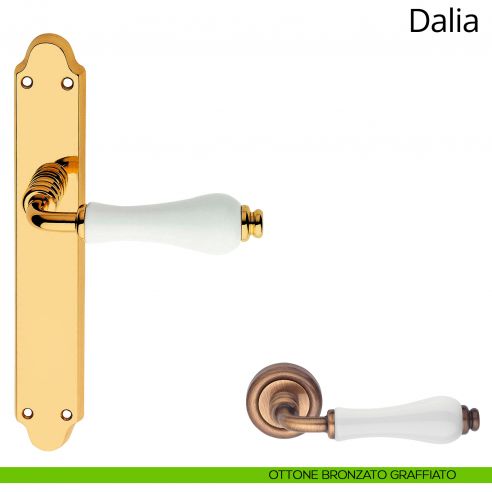 Maniglia porcellana bianca con placca per porta Dalia Linea Calì ...