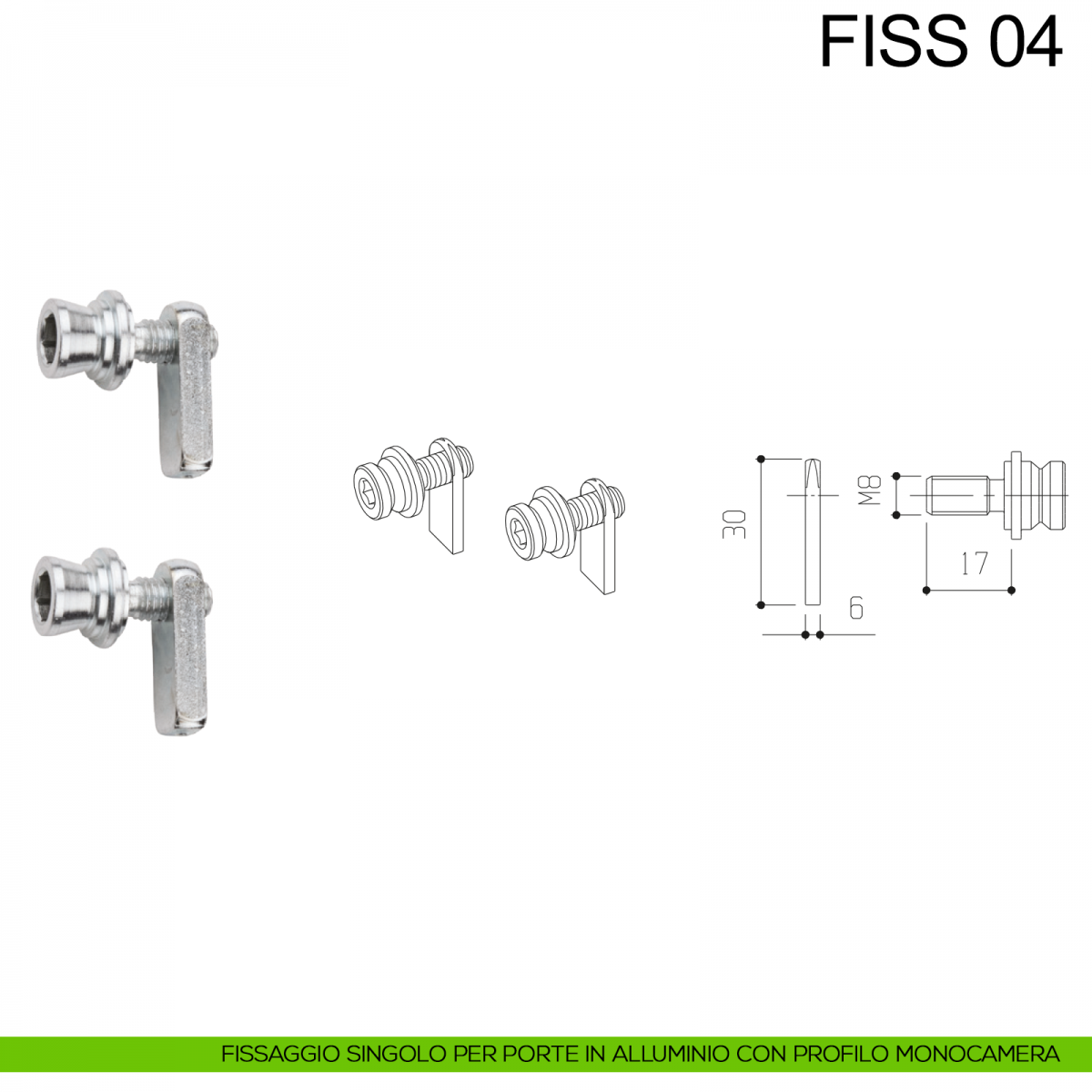 Kit fissaggio maniglione singolo per porte in alluminio con profilo ...
