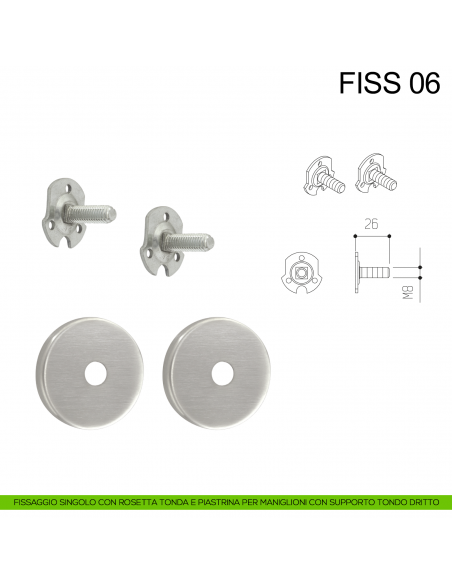 Kit fissaggio maniglione singolo con rosetta tonda e piastrina Fimet ...