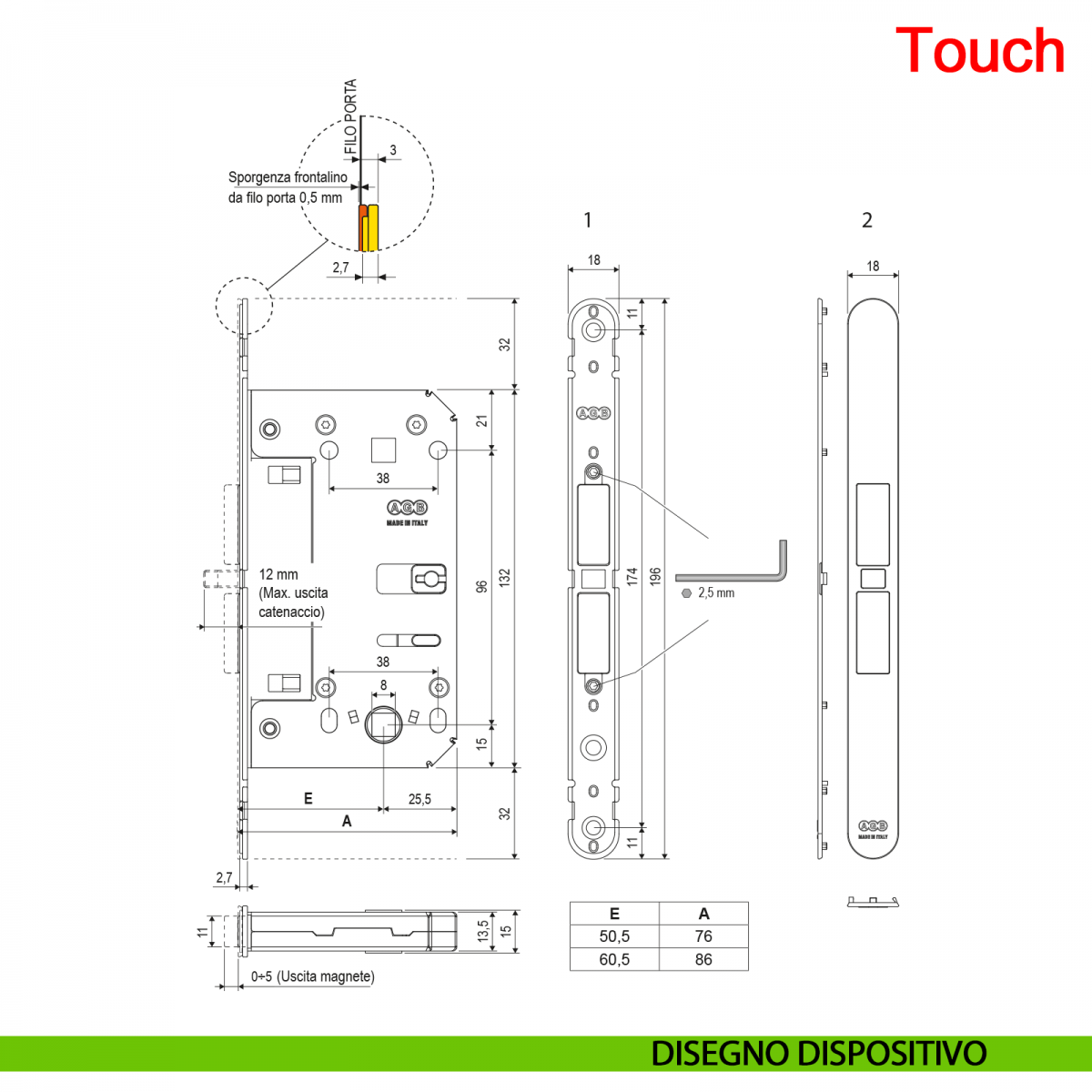 AGB Touch & Close ritenuta magnetica regolabile con chiusura per porta • Maniglie Design