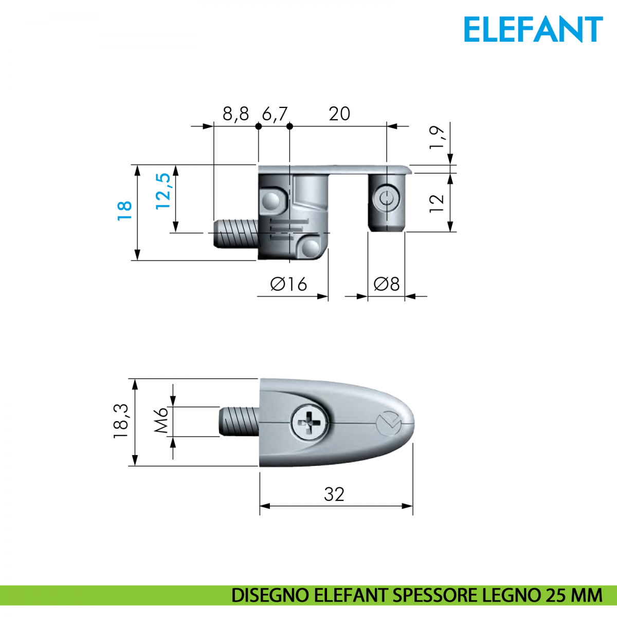 Giunzione per mobile Ferramenta Livenza Elefant con invito spessore ...