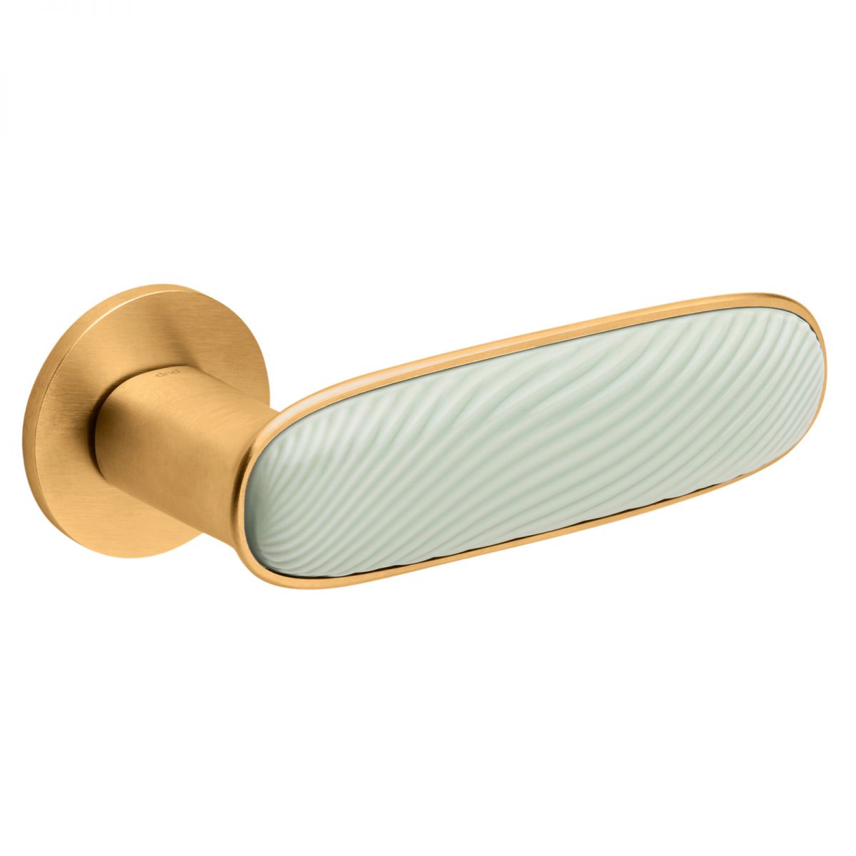 Maniglia per porta Dune dnd handles con porcellana lucida verde • Maniglie Design