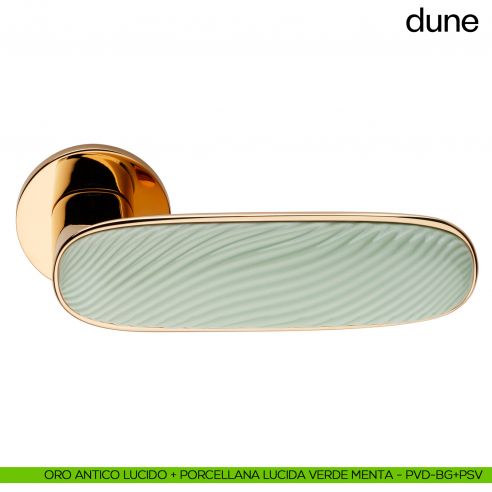 Maniglia per porta Dune dnd handles con porcellana lucida verde • Maniglie Design