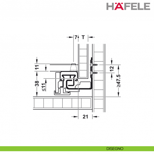 Guida per cassetto Push-to-Open Hafele Matrix Runner UM A 30 uscita ...