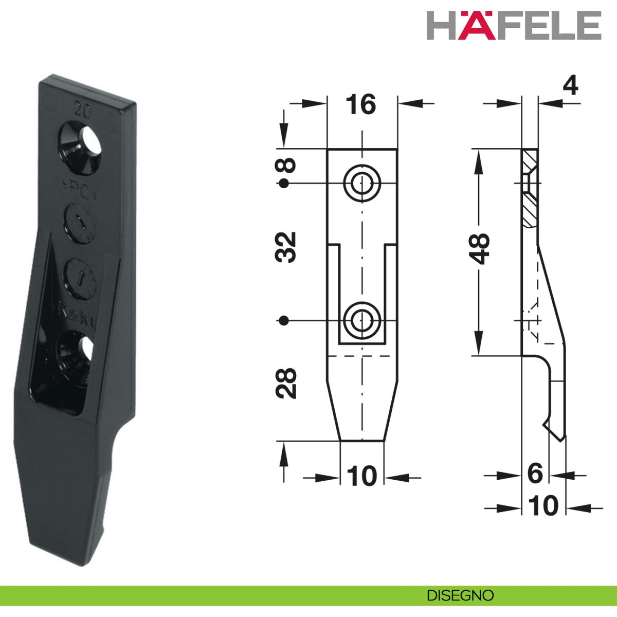 Giunto da infilare Hafele Keku EH completo di parte pannello e parte ...