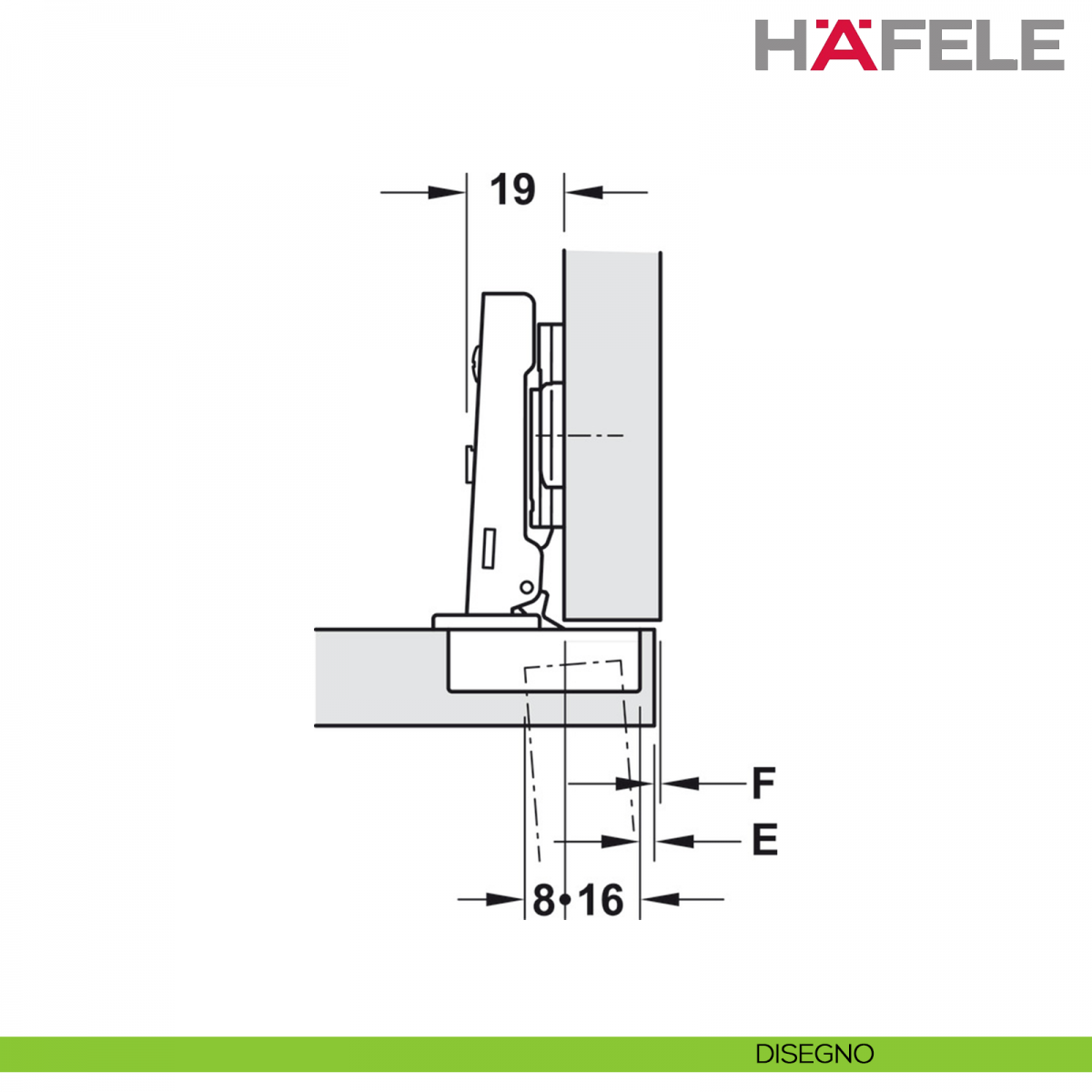 Cerniera Hafele Metalla 310 A/SM apertura 95 gradi montaggio angolo ...
