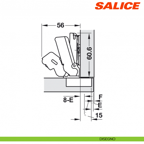 Cerniera Salice C2AFA99 Serie 200 apertura 165 gradi collo 0 chiusura ...