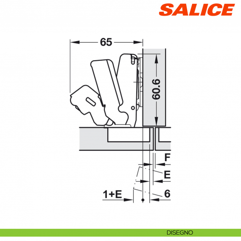 Cerniera Salice C2AFG99 Serie 200 apertura 165 gradi collo 9 chiusura ...