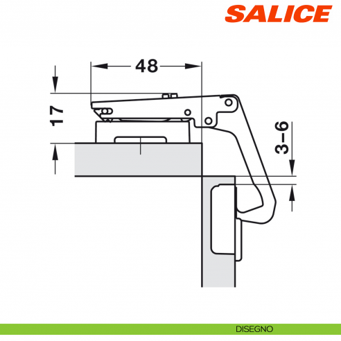 Cerniera Salice C2AYA99 Serie 200 apertura 70 gradi applicazione per ...