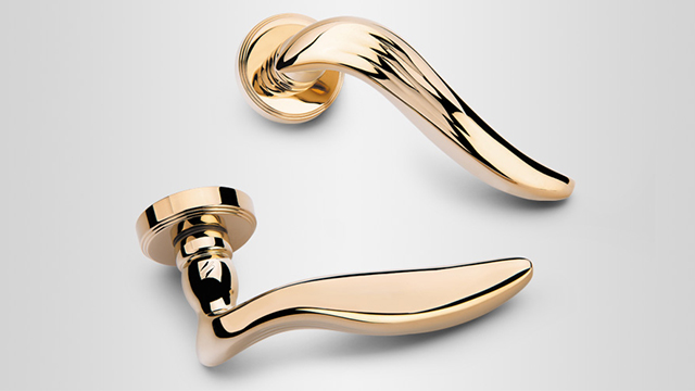 Maniglia Colombo Piuma Ottone Lucido e Bronzo • Maniglie Design