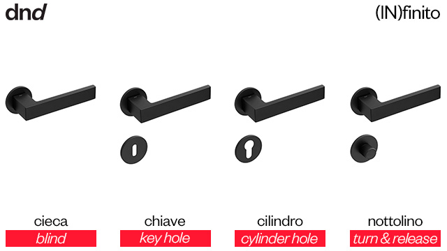 Maniglia per porta Infinito dnd handles con rosetta tonda • Maniglie Design