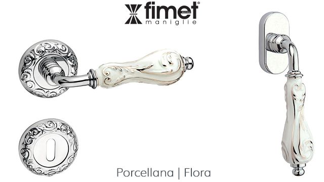 Maniglione con porcellana per porta Flora Fimet Handles • Maniglie Design