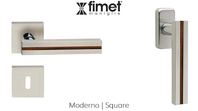 Maniglia con inserto in legno per porta Square Fimet Handles • Maniglie ...