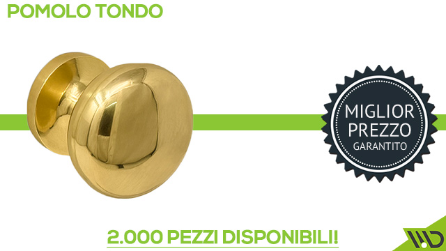 Pomolo Tondo fisso per porta ottone lucido • Maniglie Design
