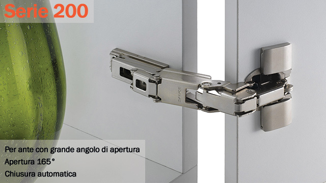 Cerniera Salice C2AFA99 Serie 200 apertura 165 gradi collo 0 chiusura ...